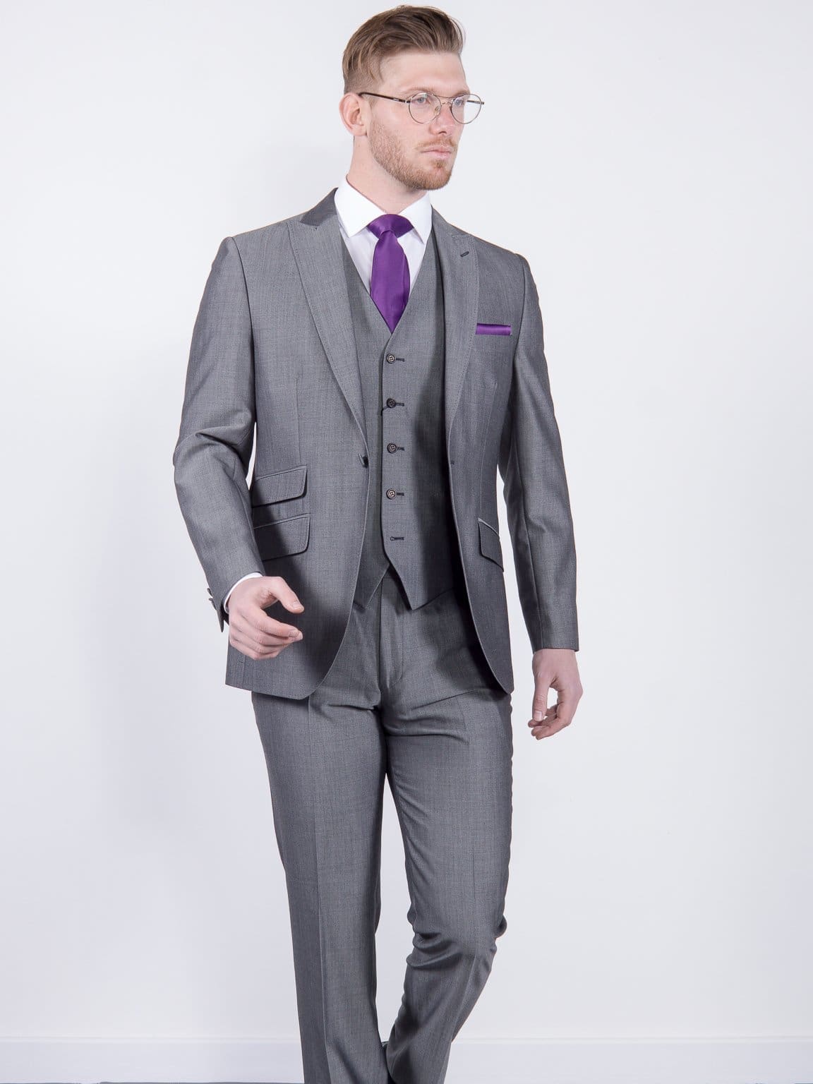 Torre | Torre Gavin Silver Grey Mohair 3 Piece Tailord Fit Suit ...